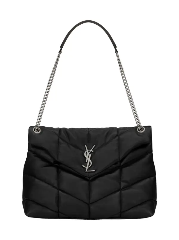 Saint Laurent Medium Loulou Puffer Matelassé Shoulder Bag - Black