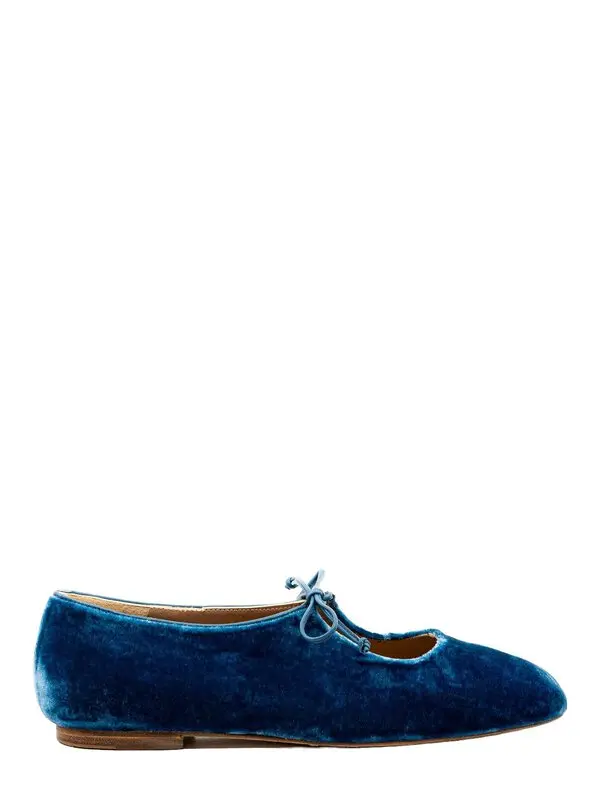 ANDREA GOMEZ Amelia Velvet Ballet Flat - Blue