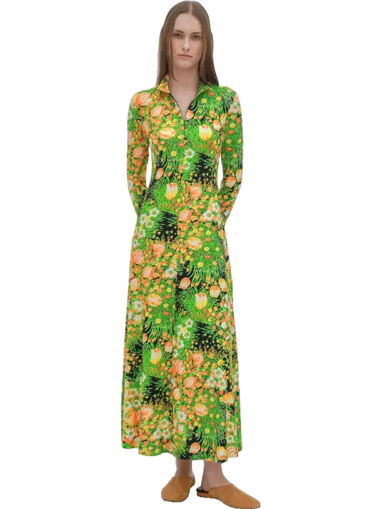 Rosetta Getty Zip-up Turtleneck A-line Dress - Multicolor
