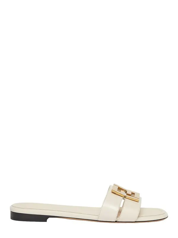 Fendi Ffold Leather Flat Sandals - Eggshell
