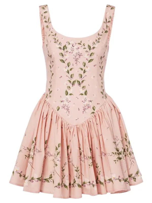 Agua Bendita Pluma Wisteria Floral Corset Dress - Pink