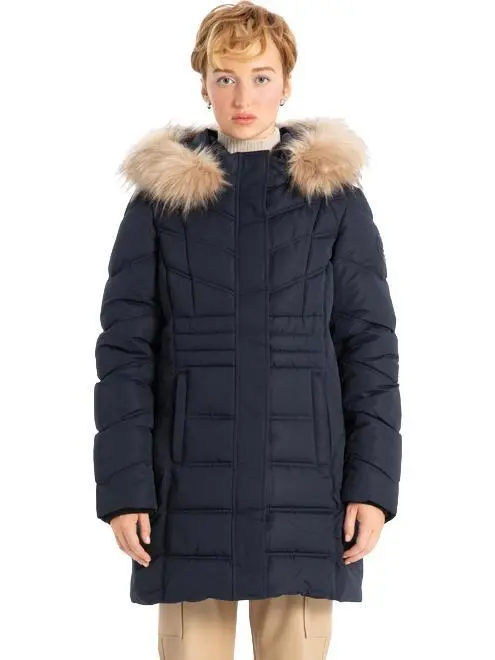 POINT ZERO Minerva Hooded Long Parka - Navy
