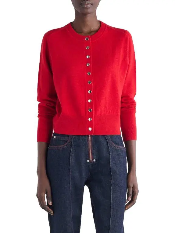 Isabel Marant Idesia Merino Wool & Cashmere Cardigan - Poppy Red