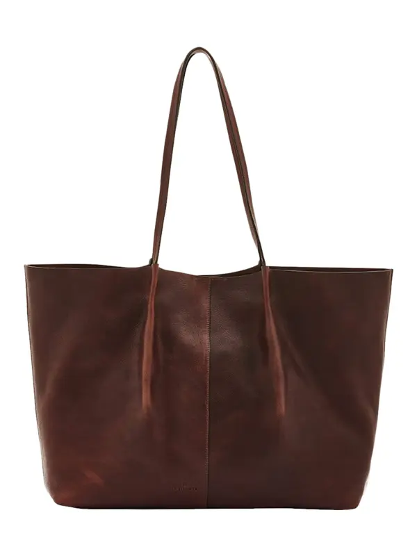 Il Bisonte Nina Pleated Leather Tote Bag - Caffe