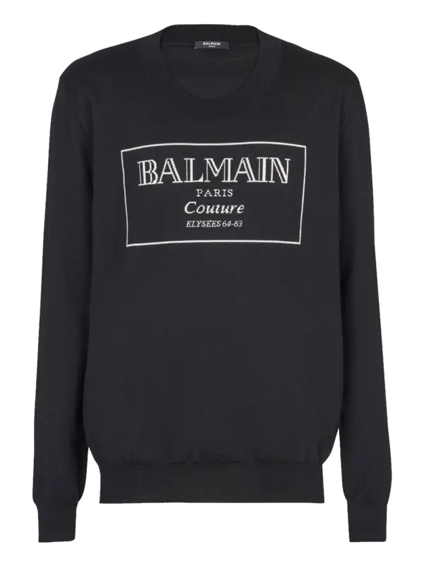 Balmain Label-intarsia Jumper - Black
