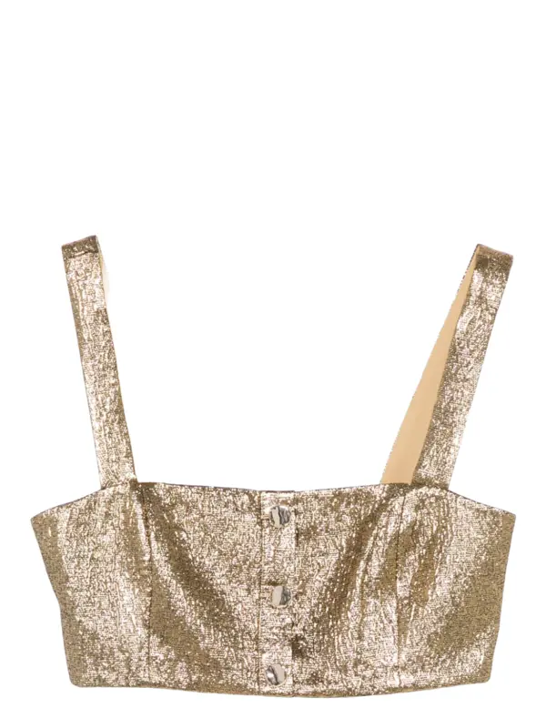 SELF-PORTRAIT Metallic Jacquard Top - Gold