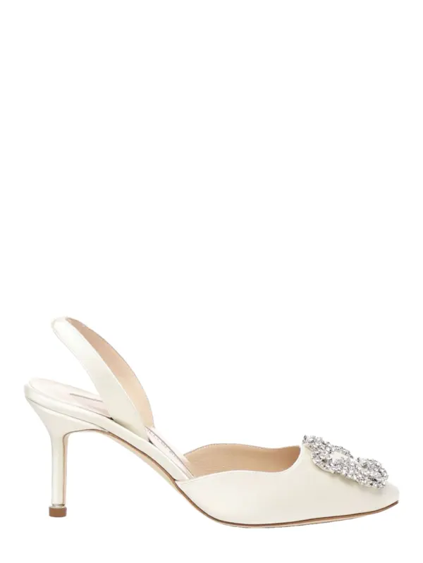 Manolo Blahnik 70mm Hangisli Slingback Pumps - White