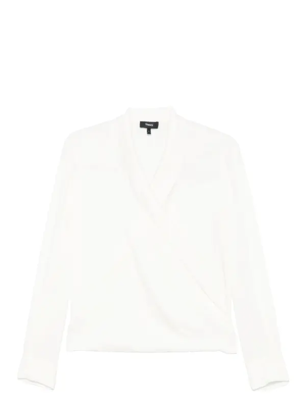 Theory Peak-lapels Wrap Blouse - White
