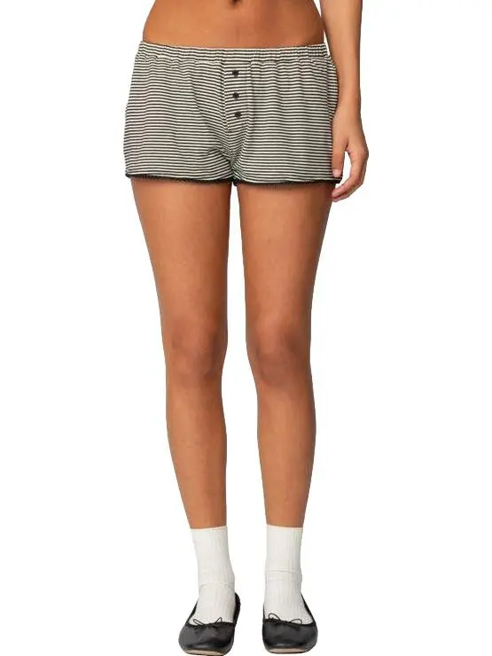 EDIKTED Suzy Stripe Shorts - Black-and-white
