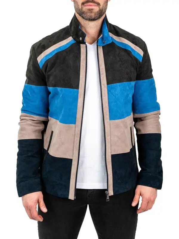 MACEOO Multi Panel Suede Jacket - Brown