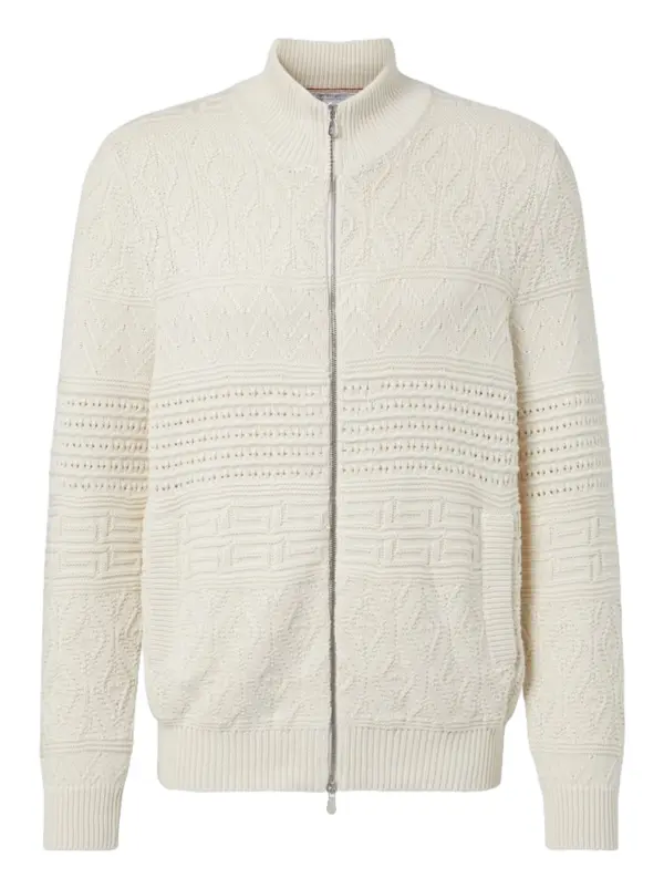 Brunello Cucinelli Cotton Zip-up Cardigan - White