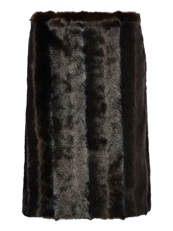 Magda Butrym Low-rise Faux Fur Pencil Skirt - Brown