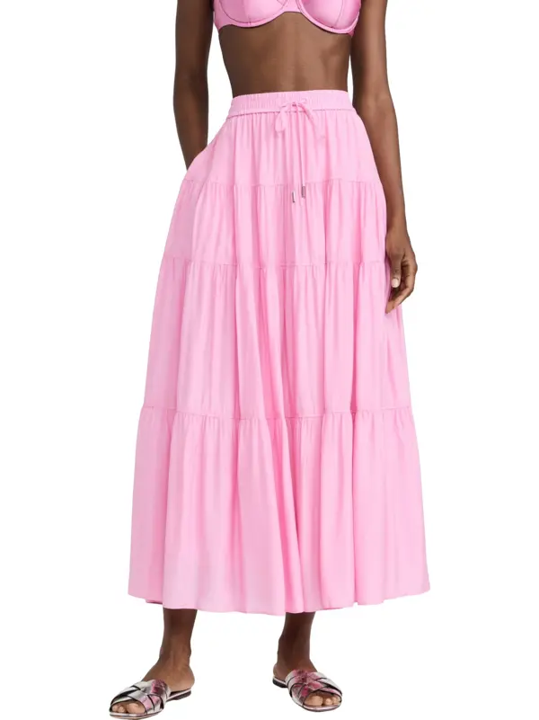 Simkhai Lulee Tiered Maxi Skirt - Petal