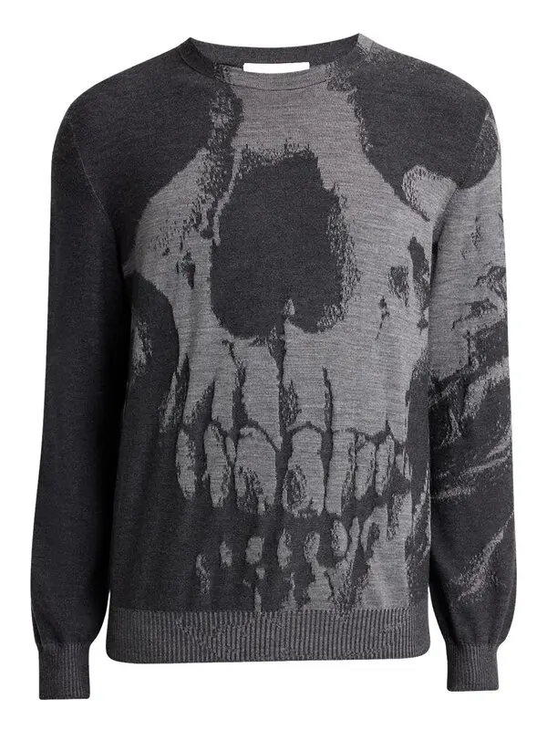 Alexander McQueen Exploded Skull Wool Sweater - Smoke Grey