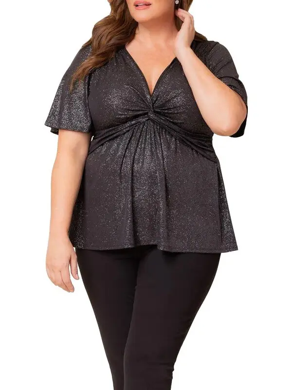 KIYONNA Galaxy Glitter Twist Top - Silver Starlight