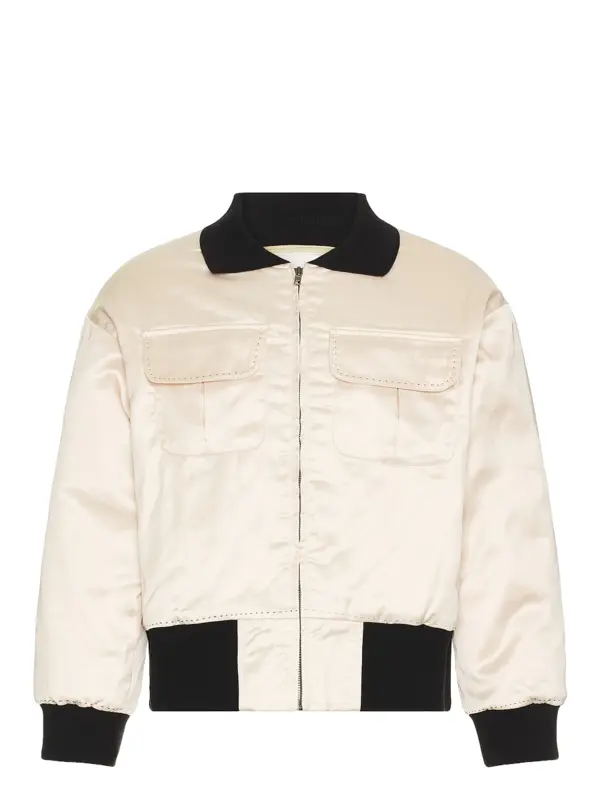 FOUND Daman Satin Jacket - Cream & Black