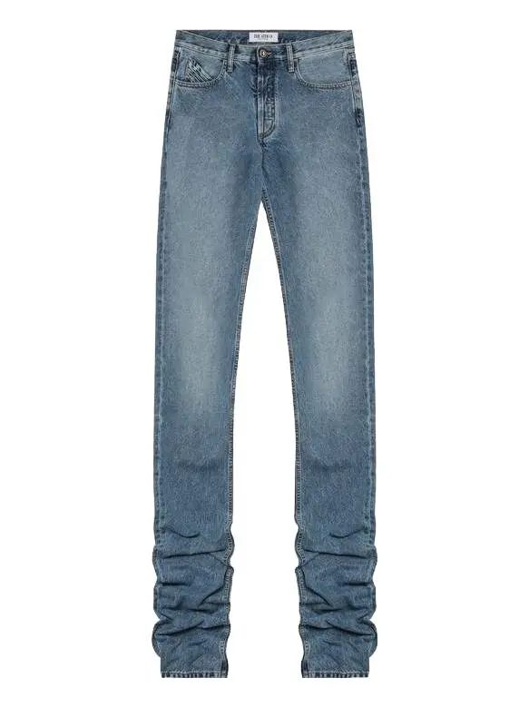 Attico Sky Jeans With Ruffled Hem - Blue