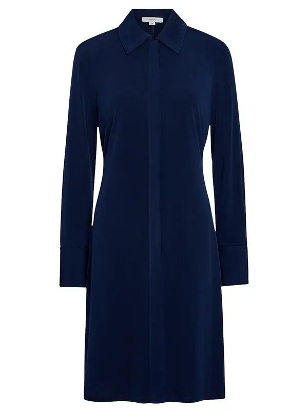 Vince Long-sleeve Polo Shirtdress - Navy