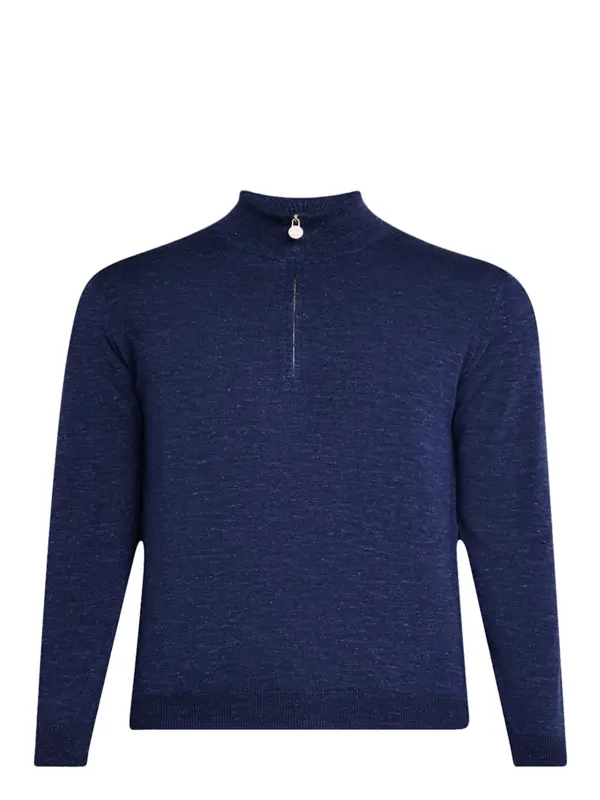 Kiton Silk, Cashmere And Linen Half-zip Sweater - Blu