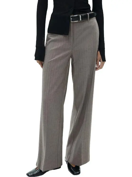 Mango Carlosw Straight Leg Trousers - Brown