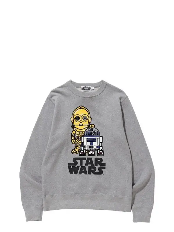 BAPE X Star Wars R2d2 & C3po Crewneck Sweatshirt - Grey
