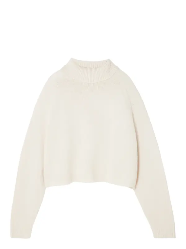 LISA YANG Cathie Cropped Cashmere Turtleneck Sweater - Cream