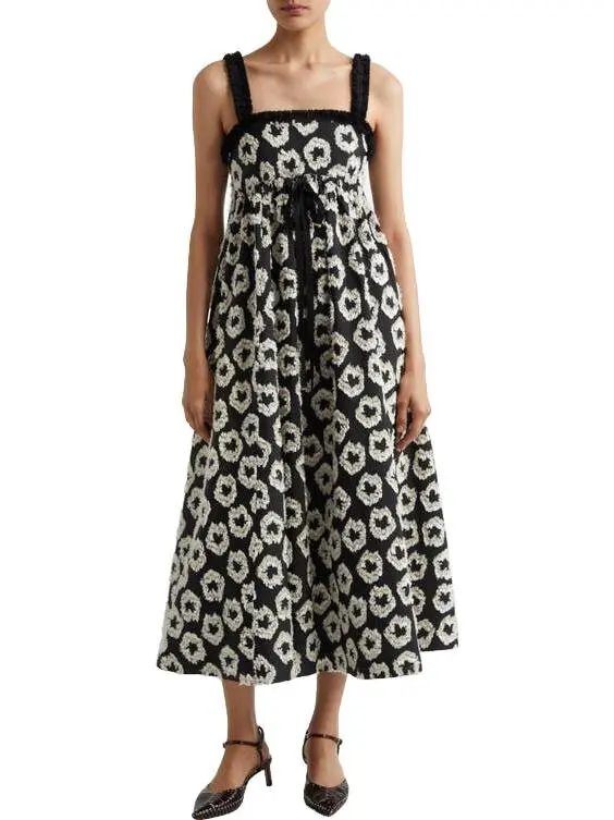 Ulla Johnson Mira Fray Trim Printed Maxi Dress - Eclipse