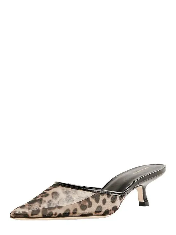 REFORMATION Wilda Kitten Heel Mules - Leopard