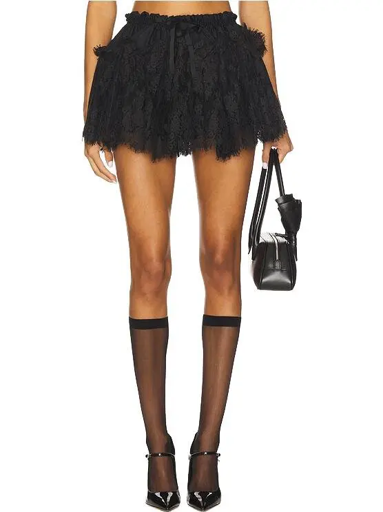 YUHAN WANG Lace Tiered Skirt - Black