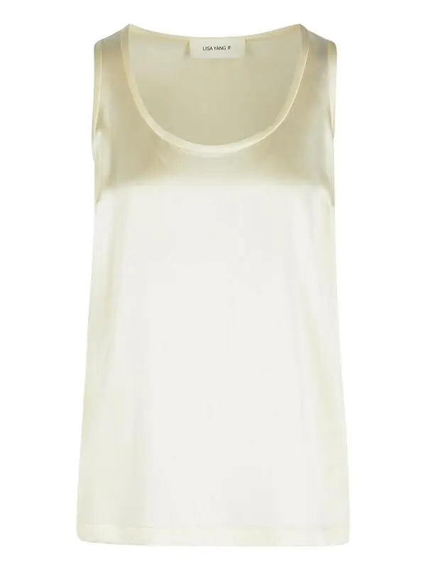 LISA YANG Scoop Silk Tank Top - Beige