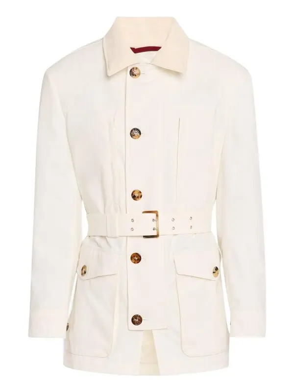 Brunello Cucinelli Corduroy-collar Safari Jacket - Off White