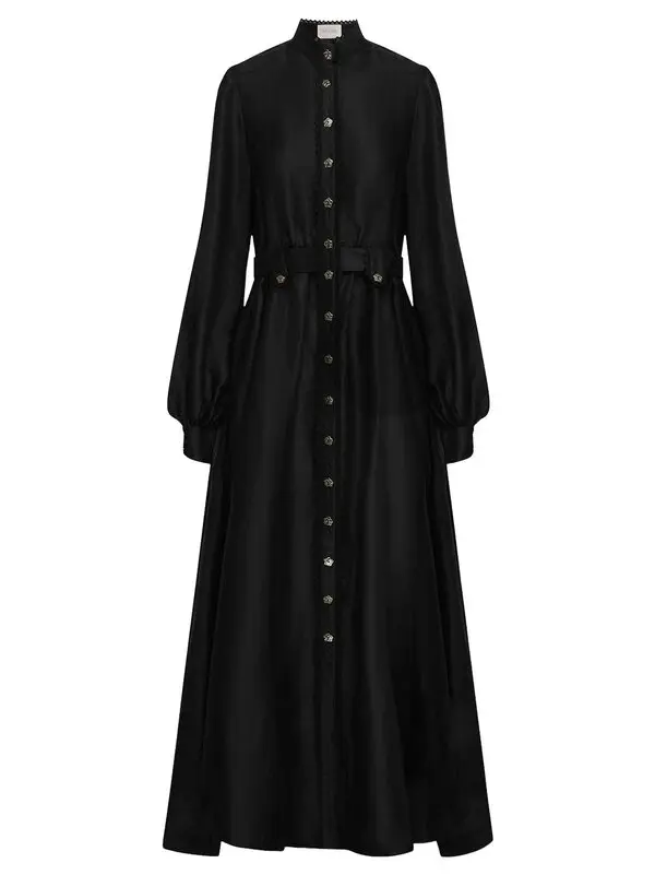 AQUA BLU AUSTRALIA Tiana Linen-silk Maxi Dress - Black