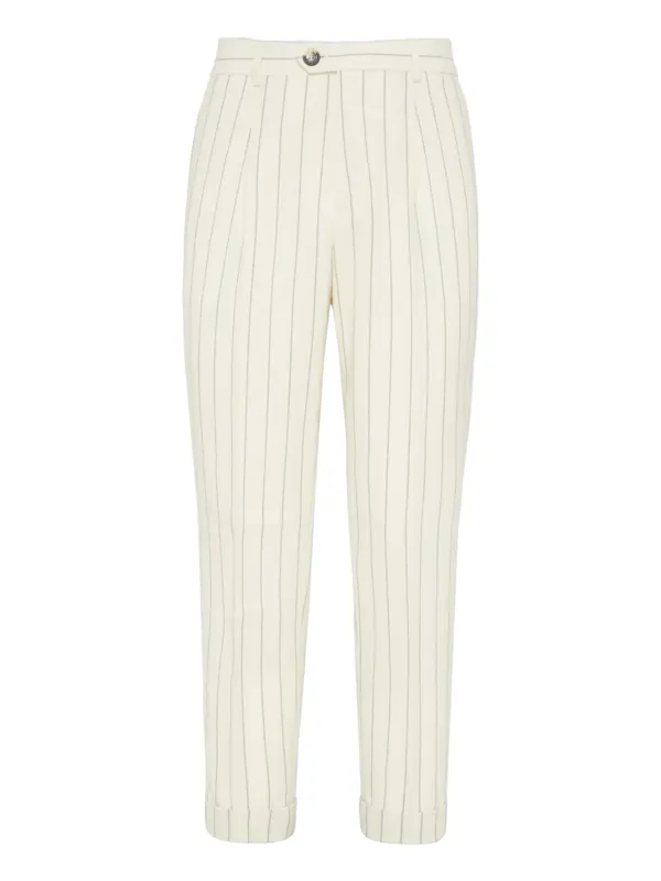 Brunello Cucinelli Striped Trousers - White