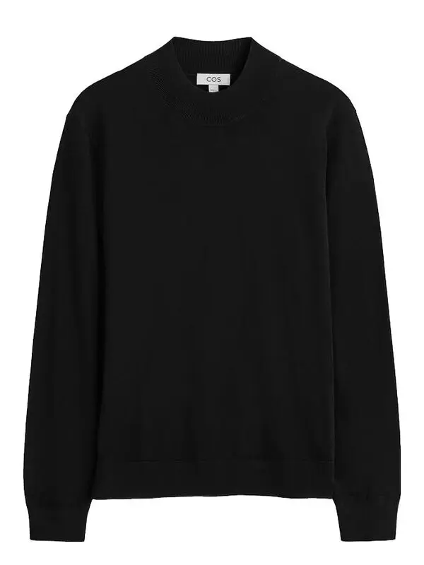 Cos Slim Merino Wool Mock-neck Sweater - Black
