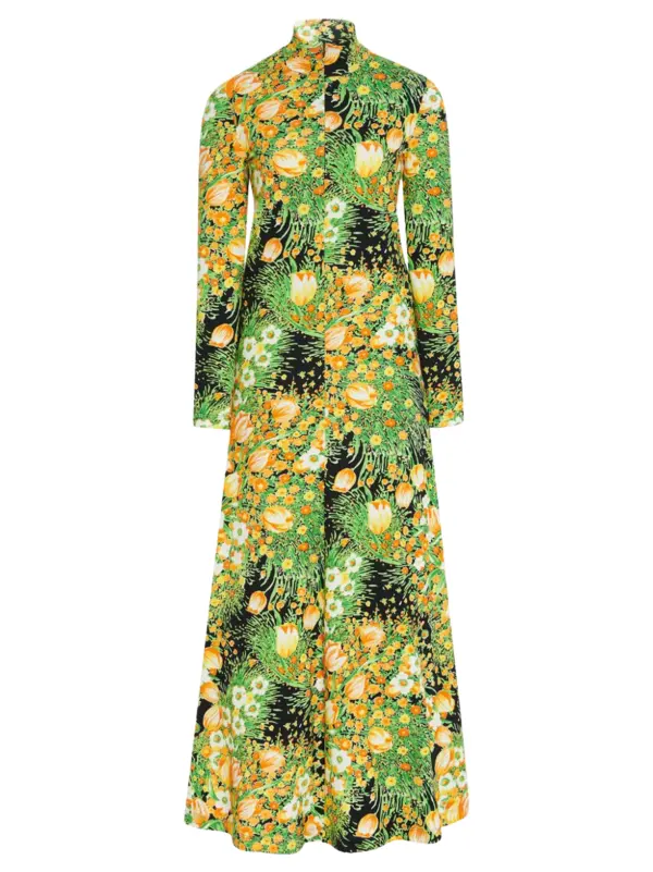Rosetta Getty Zip-up Turtleneck Maxi Dress - Green