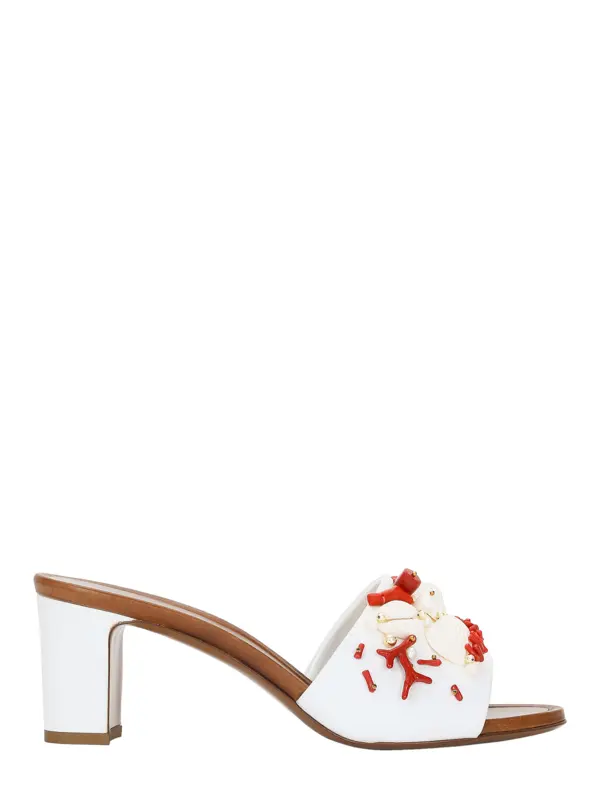 Dolce & Gabbana Nappa Leather Mules With Embroidery - White