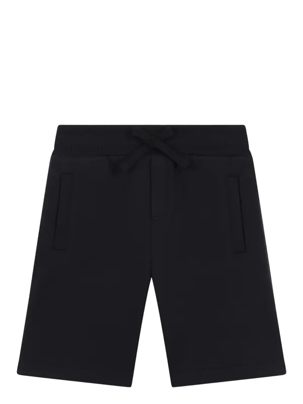 Dolce & Gabbana Jersey Jogging Shorts With Logo Plate - Blue