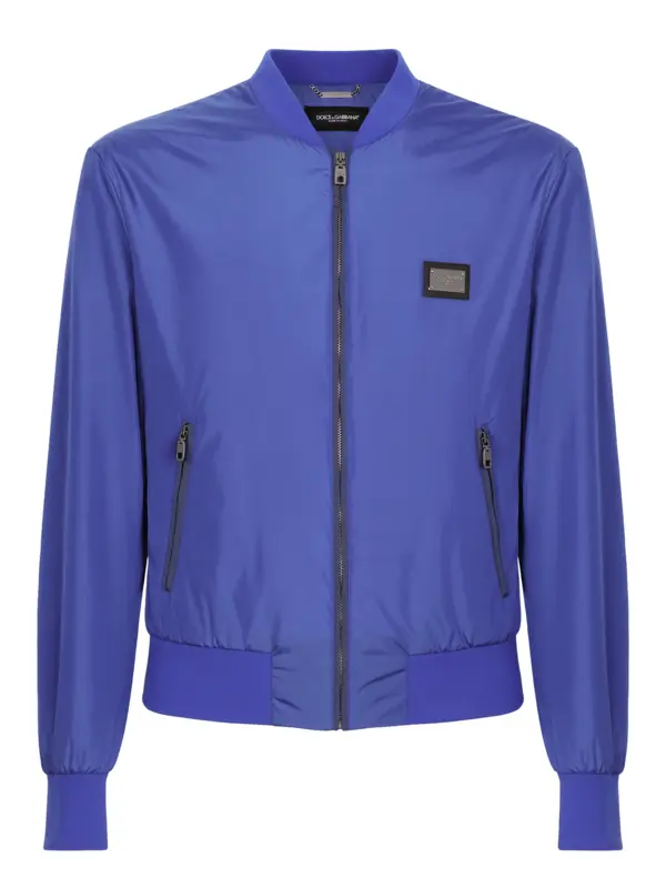 Dolce & Gabbana Nylon Jacket With Logo Tag - Blue