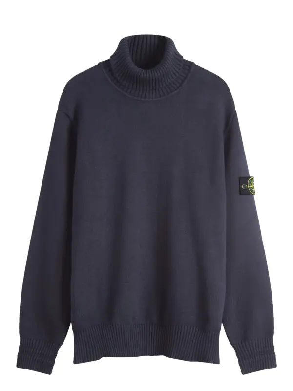 Stone Island Cotton Turtleneck Jumper - Navy Blue