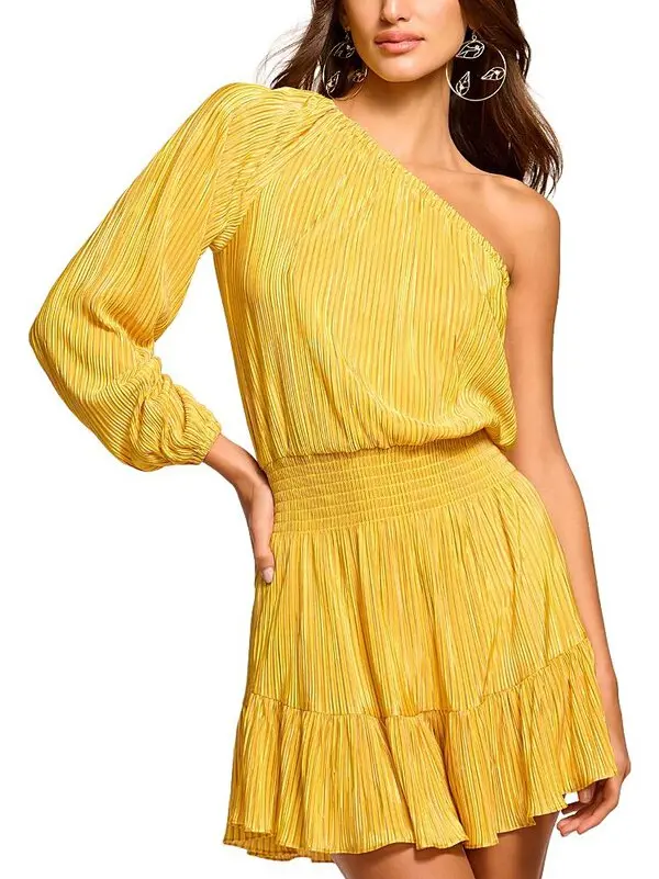 Ramy Brook Rasshi Plisse One Shoulder Mini Dress - Daisy Yell