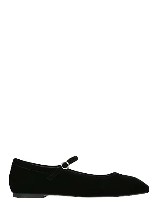 AeydĒ Uma Square-toe Velvet Mary Jane Flats - Black