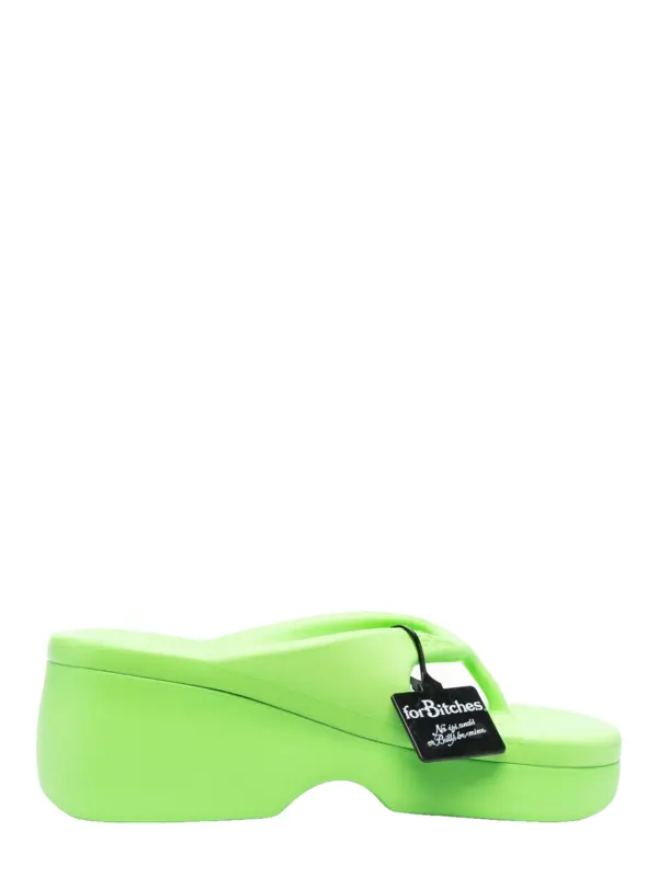 FORBITCHES Embossed Toe-strap Slides - Green