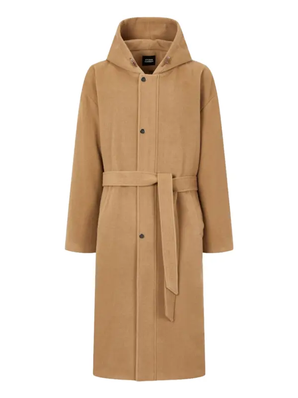 STUDIO TOMBOY Hooded Belted Long Coat - Neutrals