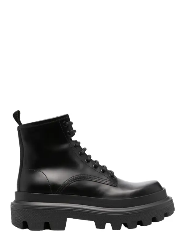 Dolce & Gabbana Lace-up Leather Boots - Black