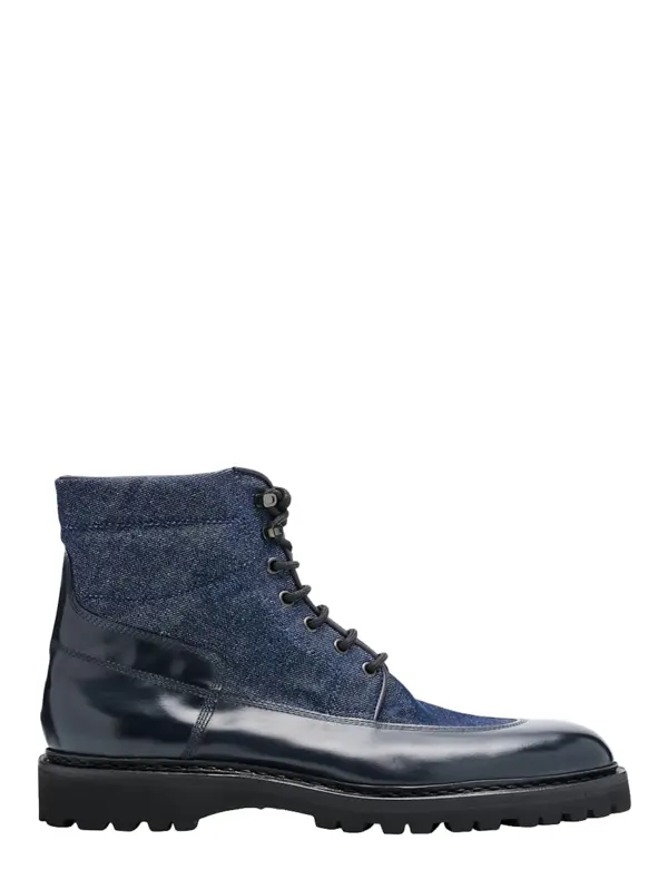 John Lobb Peak Denim And Leather Ankle Boots - Midnight/dark Blue