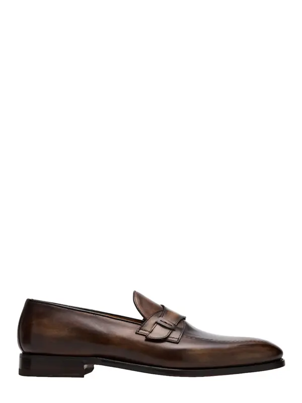 Bontoni Riviera Leather Penny Loafers - Gray Chocolate