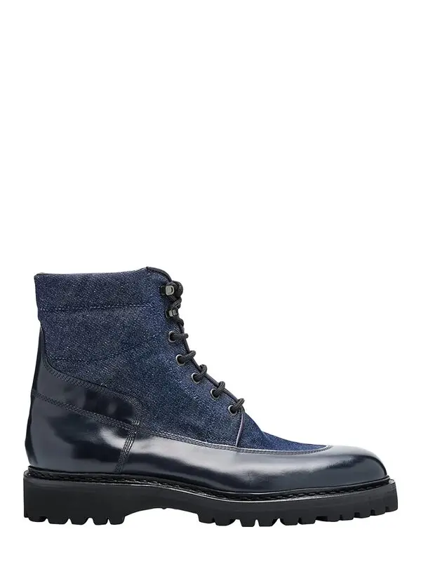 John Lobb Peak Denim And Leather Boots - Midnight/dark Blue
