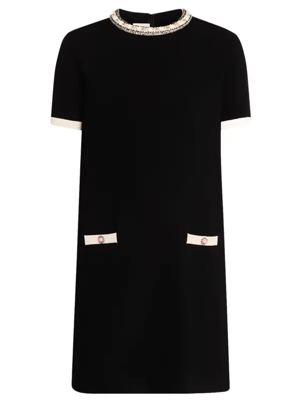 Valentino Garavani Embroidered Knit Mini Dress - Ivory Black