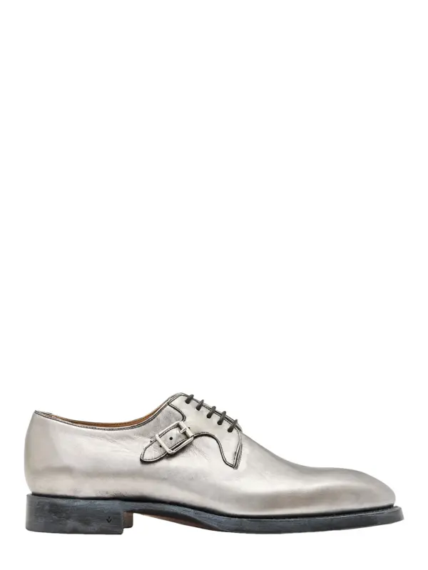 John Varvatos Regent Deco Foil-coated Leather Derby Shoes - Silver Heather