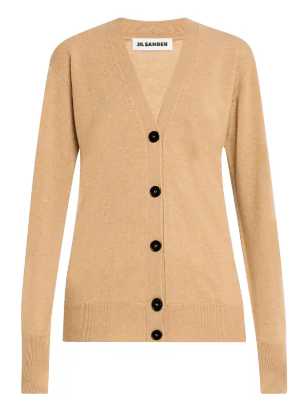 JIL SANDER V-neck Cashmere Cardigan - Gold Earth